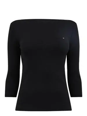 Tommy Hilfiger Slim Fit Boat Neck Long-sleeve T-shirt - Black