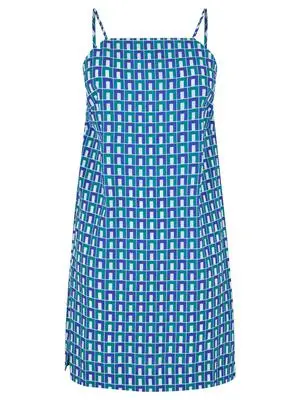 Lacoste Geometric Print Slip Mini Dress - Blue