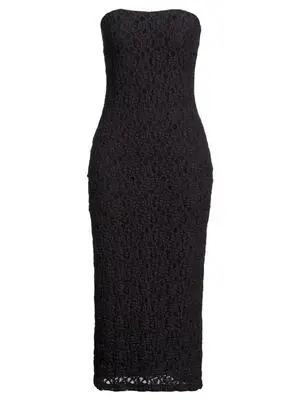 Max Mara Black Lace Strapless Midi Dress - Blue