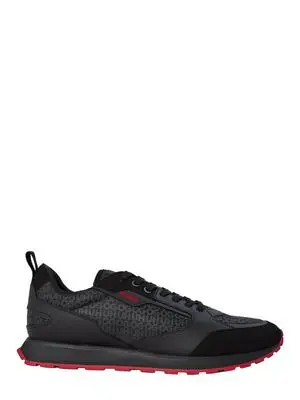 Hugo Boss Lace-up Trainers With Suede Overlays - Black