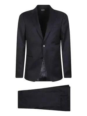 Zegna Long-sleeved Suit Blue