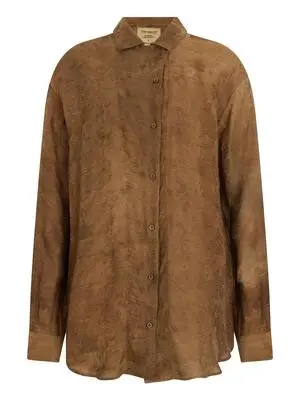 UMA WANG Paisley Pattern Long Sleeve Shirt - Brown