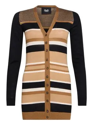 Dolce & Gabbana Dolce & Gabbana Striped Wool Knit Cardigan Camel