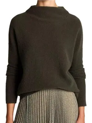 Vince VINCE Plush Cashmere Funnel-Neck Sweater Deep Moss