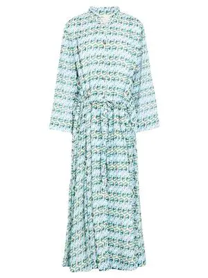 Tory Burch Printed Long Sleeve Shirt Dress - Blue