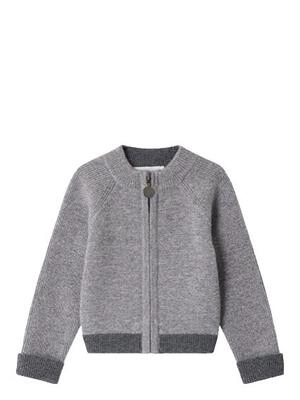 Bonpoint Thylio Baby Cashmere Cardigan - Medium Heather Gray Stripe