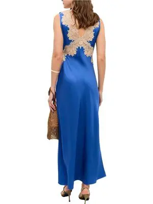 Rixo Maxi Dress With Lace Detail - Blue