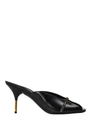 Versace Leather Heeled Mules - Black