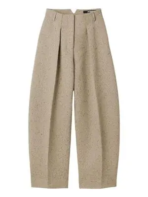 Jacquemus JACQUEMUS Ovalo Pleated Wide-Leg Trousers Light Brown