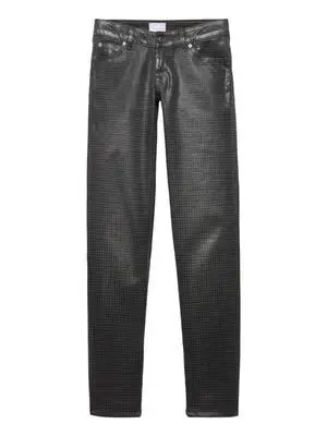 7 For All Mankind Houndstooth Coated Straight-leg Trousers - Grey