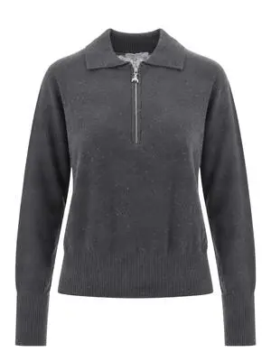 PATRIZIA PEPE Patrizia Pepe Collared Quarter Zip Sweater With Speckled Knit And Ribbed Details
