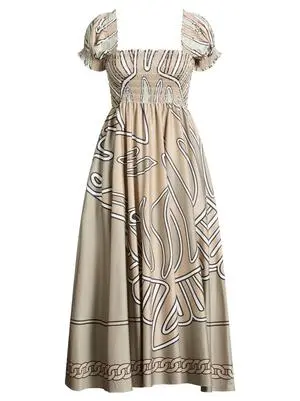 Tory Burch Flared Printed Dress - Nude