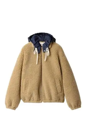Miu Miu Fleece Hooded Blouson Jacket - Nude