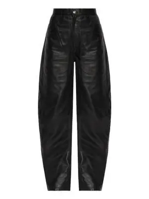 ROTATE BY BIRGER CHRISTENSEN Barrel-leg Leather Pants - Black