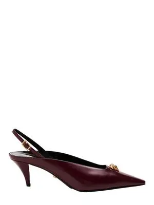 Versace Versace Leather Slingbacks With Medusa Hardware Black