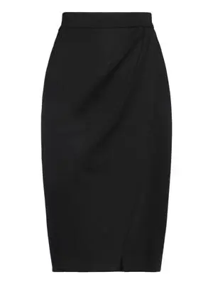 Max Mara Solid Color Elastic Waist Midi Skirt - Black