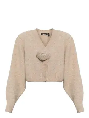 ROTATE BY BIRGER CHRISTENSEN Knit Flower Cardigan - Beige
