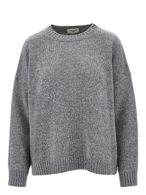 Max Mara Crew Neck Drop Shoulder Sweater - Light Gray