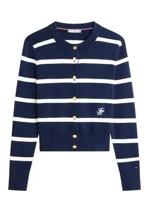 Tommy Hilfiger Striped Button-front Cardigan - Blue