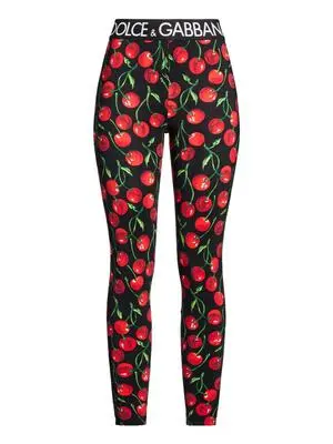 Dolce & Gabbana Dolce & Gabbana Cherry Print Stretch Leggings Black