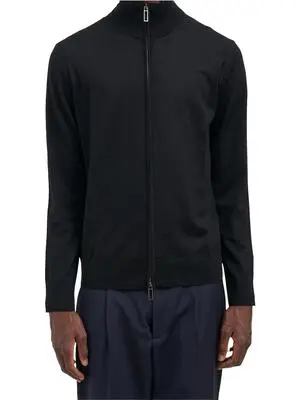 PAOLO PECORA Zip-up Long Sleeve Sweatshirt - Black