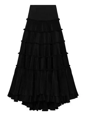 Blumarine Ruffle Detail Midi Skirt - Black