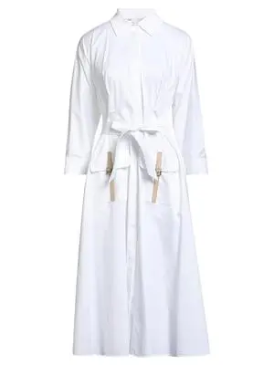Max Mara Long Sleeve Belted Shirt Dress - White