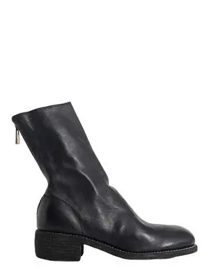Guidi Zip-up Leather Mid Calf Boots - Black