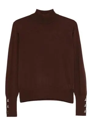 Patrizia Pepe Embellished Turtleneck Knit - Brown