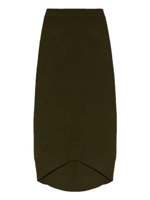 Victoria Beckham Ribbed Knit Midi Skirt - Green