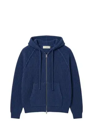 DUNST Hooded Zip-up Knit Top - Blue