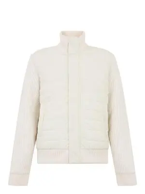 Herno Knitted-panels Quilted Bomber Jacket - Cream