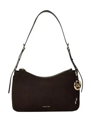 Michael Kors Handheld Shoulder Bag With Gold Tone Mk Logo - Black