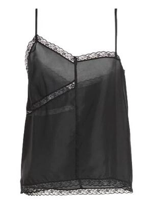 MAISON MARGIELA Satin Sling Camisole With Lace Trims - Black