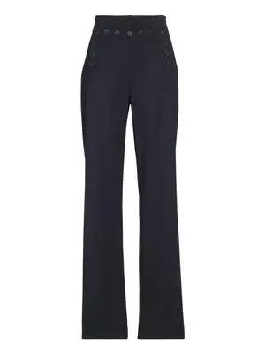 Max Mara Solid Color Slim-flare Pants With Zipper Detail - Blue