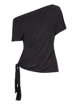 ST. AGNI ST. AGNI Asymmetric Tie-Detailed Tencel™ Lyocell Blouse Anthracite