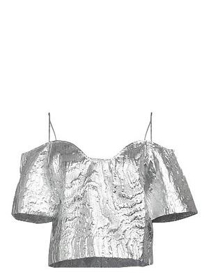 GANNI Metallic Off-the-shoulder Top - Gray