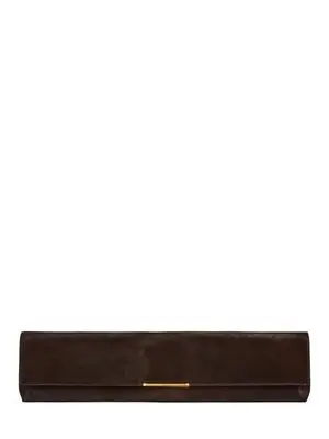 Balmain Long Pony-effect Leather Clutch Bag - Brown