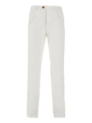 Brunello Cucinelli Cotton Gabardine Slim Leg Pants - White