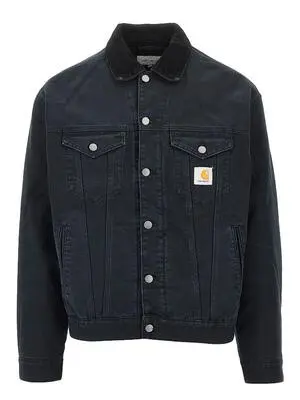 Carhartt Work In Progress Organic Cotton Canvas Trucker Jacket With Corduroy Collar - Black