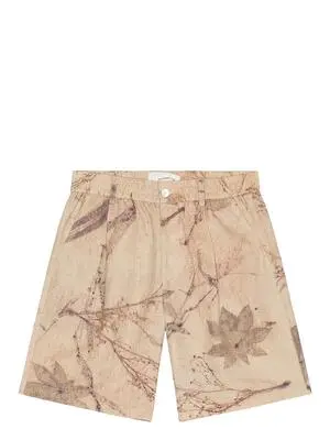 FENG CHEN WANG Printed Plant Dye Shorts - Beige