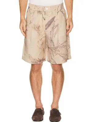 FENG CHEN WANG Printed Plant Dye Shorts - Beige