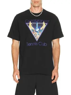 Casablanca Monde Perdu Tennis Club Icon Printed Classic T-shirt - Black