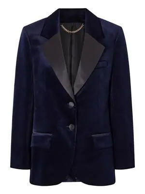 Victoria Beckham Satin-trimmed Velvet Blazer - Blue