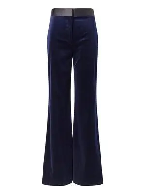 Victoria Beckham Velvet Flared Pants - Blue
