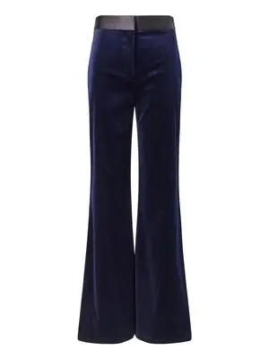 Victoria Beckham Alina Velvet Flared Pants - Navy