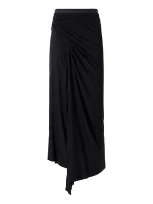 Rick Owens Anthem Draped Midi Skirt - Black