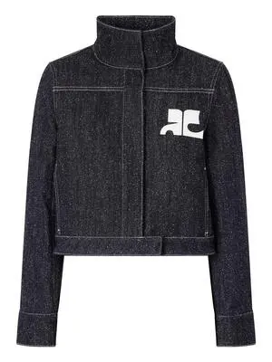 COURREGES Logo-embellished Denim-tweed Jacket - Blue
