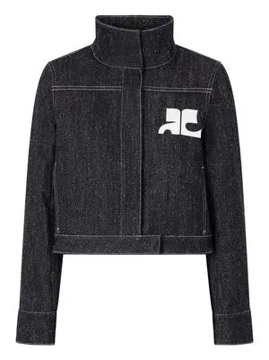 COURREGES Logo-embellished Denim-tweed Jacket - Blue