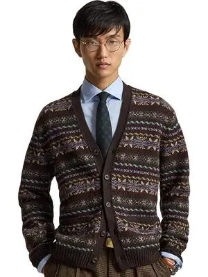 Ralph Lauren Fair Isle Wool Cardigan - Brown Multi